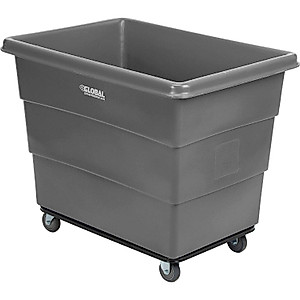 Global Industrial 16 Bushel Plastic Bulk Box Truck, Steel Chassis Base, Gray, 42-3/5"L x 30" W x 35-3/5"H