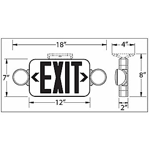 Carpenter Lighting Black LED Exit Sign Emergency Light Combo with Red Letters