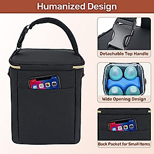 Breastmilk Cooler Bag with Ice Pack, Mancro Baby Bottle Bag Fits 4 Baby Bottles Up to 9 Ounce, Insulated Bottle Bag for Nursing Mom Daycare Travel, Breast Milk Cooler on The go with Strap, Black