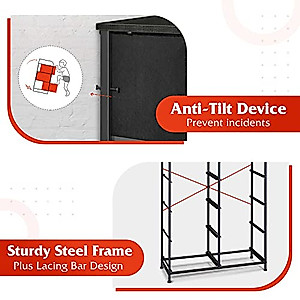 WLIVE 10-Drawer Dresser, Fabric Storage Tower for Bedroom, Hallway, Nursery, Closets, Tall Chest Organizer Unit with Textured Print Bins, Steel Frame, Wood Top, Easy Pull Handle, Charcoal Black