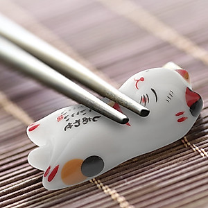 Chopstick Pillow Lucky Cat Ceramic Chopsticks Rest Rack Dinner Spoon Stand Knife Fork Stand Chopsticks Holder for Restaurant Utensils Cutter Rest