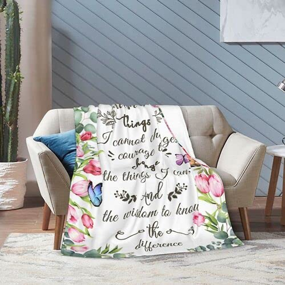 Serenity Prayer Bible Verse Blanket Prayers- Religious Religious Inspirational Christian The Bible About Love Gifts for Newborns, Couples，Women, Elderly and Patients 60"x50"