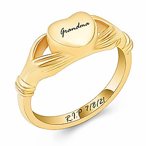 Minicremation Cremation Urn Ring for Ashes for Women Stainless Steel Heart Finger Ring Waterproof Memorial Keepsake Cremation Ring Holds Loved Ones Ashes