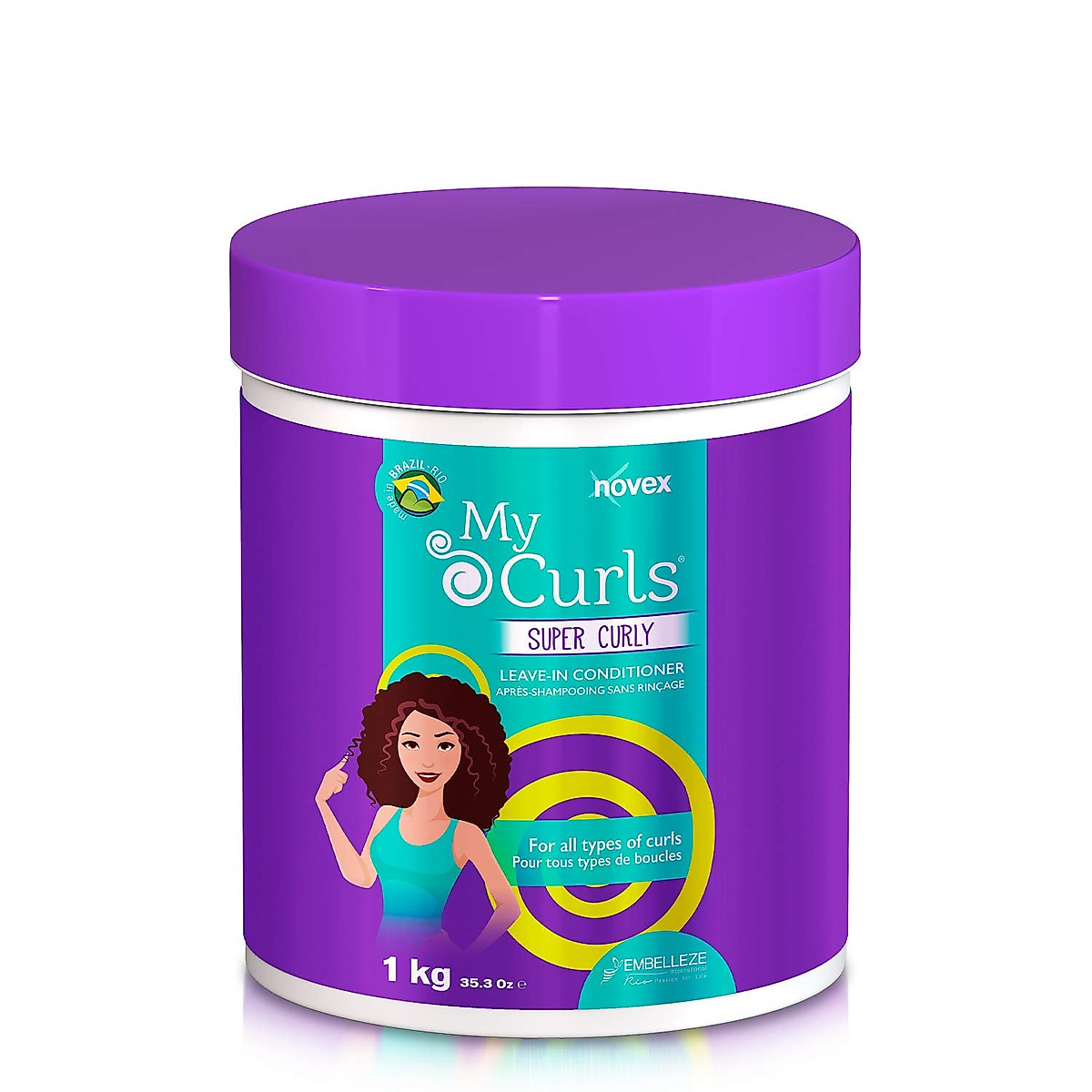 NOVEX My Curls Super Curly Deep LEAVE IN Conditioner - 35 oz. - Defines Curls - Controls Volume - Reduces Frizz - Adds Softness - For All Curly Hair Types