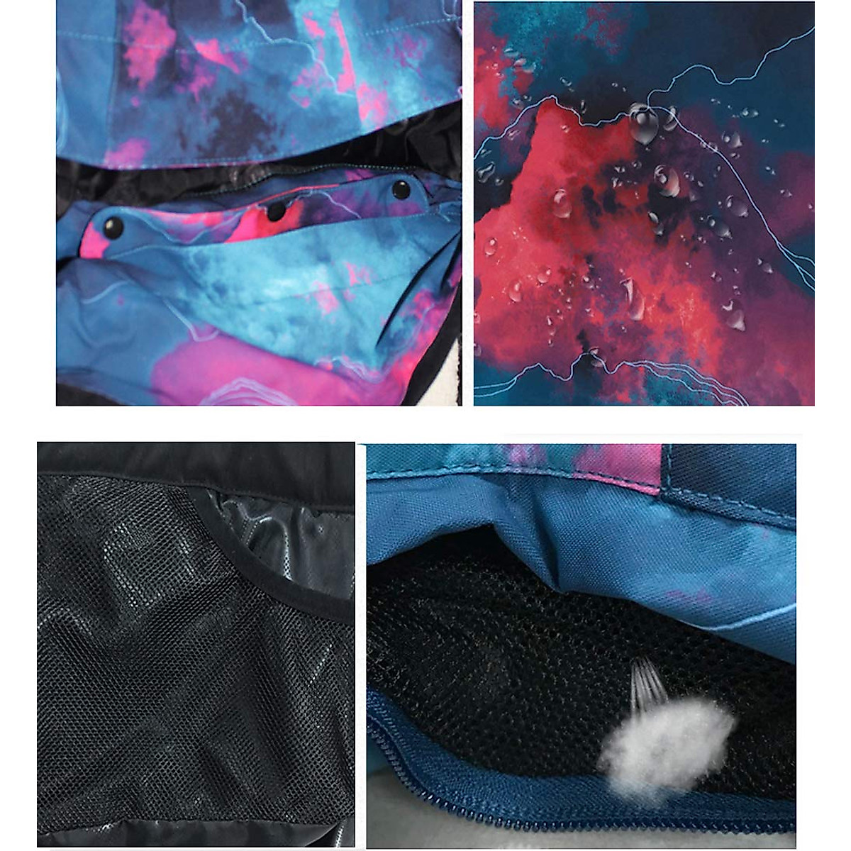 Women's Ski Snowboard Jackets Pants Set Windproof Waterproof Snow Jacket Ski Suits Rain Jacket (M, Style-8)