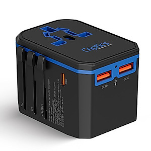 Ceptics International Power Adapter, World Travel adapter w/ PD 30W USB-C - 2 USB-A Ports Universal Adapter, Type A C G I Output for worldwide use, UP-10KU