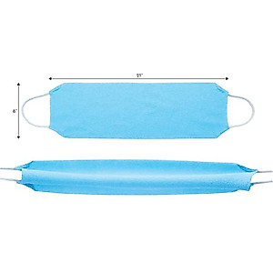 S&T INC. Exfoliating Body Scrubber, Back Exfoliator for Shower, Exfoliating Stretch Cloth with Handles, 8 Inch x 21 Inch, Blue, 1 Pack