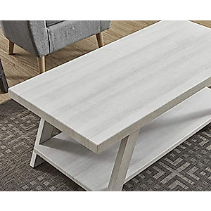 Roundhill Furniture Athens Contemporary Wood Shelf Coffee Table, White