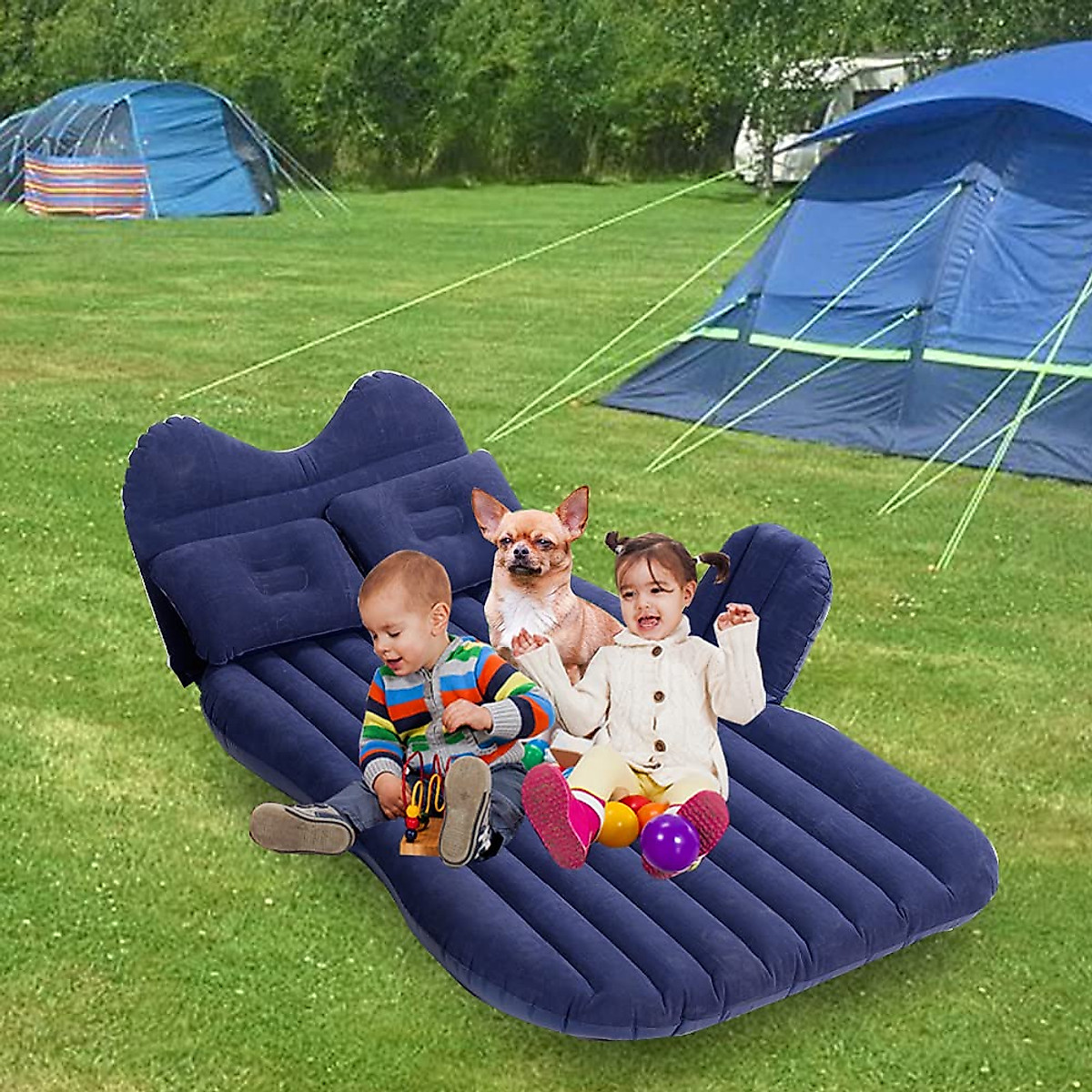 Car Air Mattress, Inflatable Car Mattress for Back Seat, Car Bed with Air Pump, Home Sleeping Pad (TM Blue)