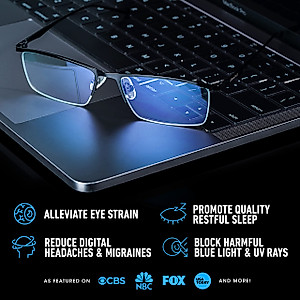 Lumadux Computer Blue Light Glasses Men | Blue Light Blocking Glasses for Reading, Digital Eye Strain, Headaches and Blurry Vision | Blue Blocker Gaming Glasses | Bluelight Clear Rimless Glasses