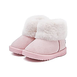 BMCiTYBM Baby Snow Winter Boots Girls Boys Cold Weather Faux Fur Shoes 6 12 18 24 Months Pink Size 12-18 Months Toddler