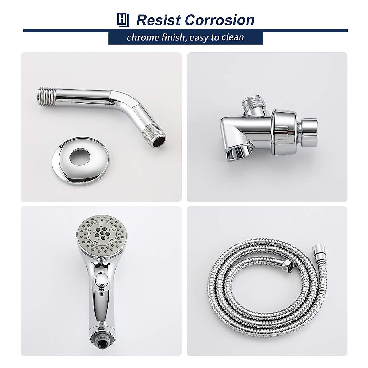 Shower Head High Pressure, 6 Settings High Pressure Shower Heads with Handheld Spray, Detachable Shower Head with ON/OFF Switch, RV Shower Head with Hose, Chrome - Homelody