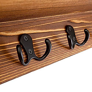 Ripple Creek Key Holder for Wall and Mail Shelf - Decorative Wooden Wall Organizer Rack for Keys, Letters, Bills - Pine Wood Unique Rustic and Industrial Decor - Perfect for Entryway, Kitchen