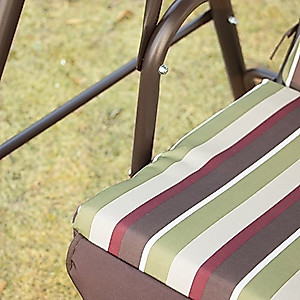 Outdoor Swing Chair 3 Person Patio Swing Chair Cushion with Stand Glider Hammock Bench with Canopy Seating Backyard Furniture Steel Frame