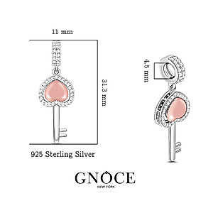 GNOCE Key Pendant Charms 925 Sterling Silver Key to My Heart Pendant with 18K Rose Gold Plated Heart Fit All Bracelet Necklace Women Gifts