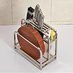 AIYoo Cutting Boards Knife Organizer with Hooks/Stainless Steel Kitchen Utensils Rack Chopping Boards/Knives/Chopsticks/Spoon/Fork/Flatware Storage with Drying Drainer