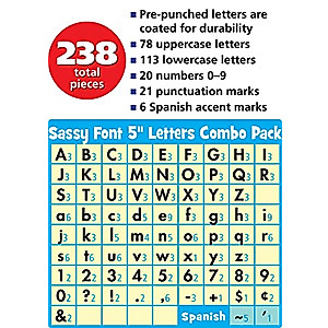 Teacher Created Resources 75262 Black Sassy Solids 5-Inch Sassy Font Letters
