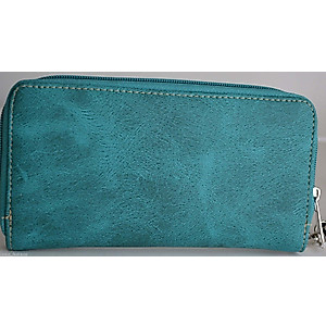 western rhinestone skull concho stitched handbag purse set (blue)