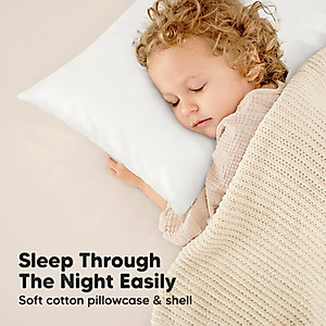 Toddler Pillow with Pillowcase - 13x18 My Little Dreamy Pillow, Organic Cotton Toddler Pillows for Sleeping, Kids Pillow, Travel Pillows, Mini Pillow, Nursery Pillow, Toddler Bed Pillow (Soft White)