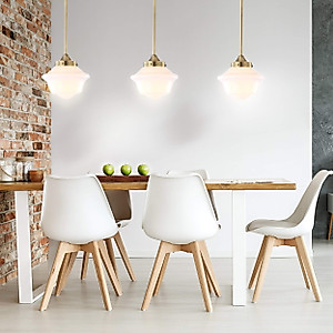 JONATHAN Y JYL3516A Kurtz 7.2" Adjustable Drop Metal/Glass LED Pendant Contemporary Transitional Dimmable Dining Room Living Room Kitchen Foyer Bedroom Hallway, Brass Gold/White