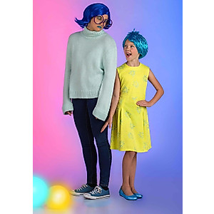 Fun Costumes Disney and Pixar Inside Out Sadness Costume for Adults, Deluxe Women's Sadness Outfit for Halloween and Cosplay Large Blue