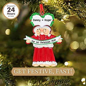 Personalized Gay Couple Ornament 2024 – Fast & Free 24h Customization – Family of 2 Christmas Ornament for Tree – Custom Gift Wrapped Male Male 1st Christmas Together Keepsake for LGBTQ Couples
