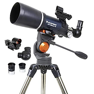Celestron - AstroMaster 80AZS Refractor Telescope - Fully-Coated Glass Optics - Adjustable-Height Tripod - Bonus Astronomy Software Package & AstroMaster Telescope Accessory Kit