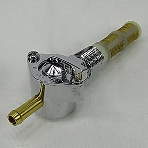 Motorcycle 3/8" NPT OEM Filtered Petcock STRAIGHT Elbow Fuel Shut Off Valve - For Use with 1/4" ID Fuel Hose - Replaces HD Part # 62125-55B - Chrome Plated - Harley Chopper Bobber Cafe Racer (3/8STRT)