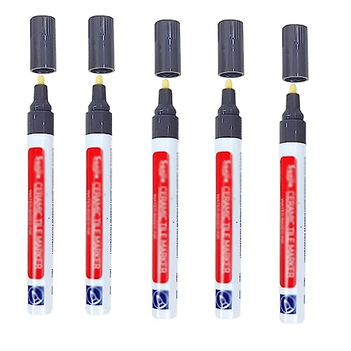 Waterproof Ceramic Tile Marker,Floor Paint Maker Ceramic Tile Marker Tile Grout Pen,Tile Gap Repair Pen Special,Waterproof Grout Paint,for Bathroom, Kitchen, Parlor, Wall and Floor (5pcs,Dark Gray)