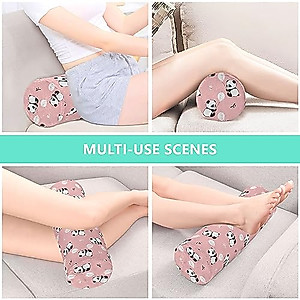 Vnurnrn Cute Pandas Neck Support Pillow Round Neck Roll Bolster Cylinder Pillow Cervical Pillows Back Pillow for Leg Knee Back Head Support for Bedroom Camp Work Women Men