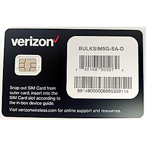 Verizon Wireless 5G LTE SIM Card with NFC - Nano Sized (4FF) (5G Nano Sized SIM, 1-Pack)