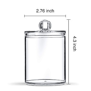 Kamay's 2PCS Transparent Dust-proof Cotton Ball Pad Swabs Make Up Pads Dispenser Holder Organizer Container with lid Multifunction Acrylic Cosmetic Makeup Organizer (SF-297-2)