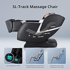 MYNTA 2024 Upgraded 3D Massage Chair, Full Body Massage Chair Recliner with Zero Gravity, Body Scan, Thai Stretch, Heat, Airbags, Bluetooth Speaker, Fully Assembled, MC2100 (Black)