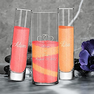 Personalized Unity Sand Ceremony Sets – Salt Ceremony Kit For Weddings, Unity Candle Alternative, Blended Family Sand Set. Best Gift for Wedding or Anniversary. Cylinder w Double Heart