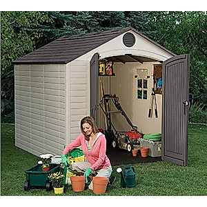 Lifetime 6405 Outdoor Storage Shed with Window, Skylights, and Shelving, 8 by 10 Feet