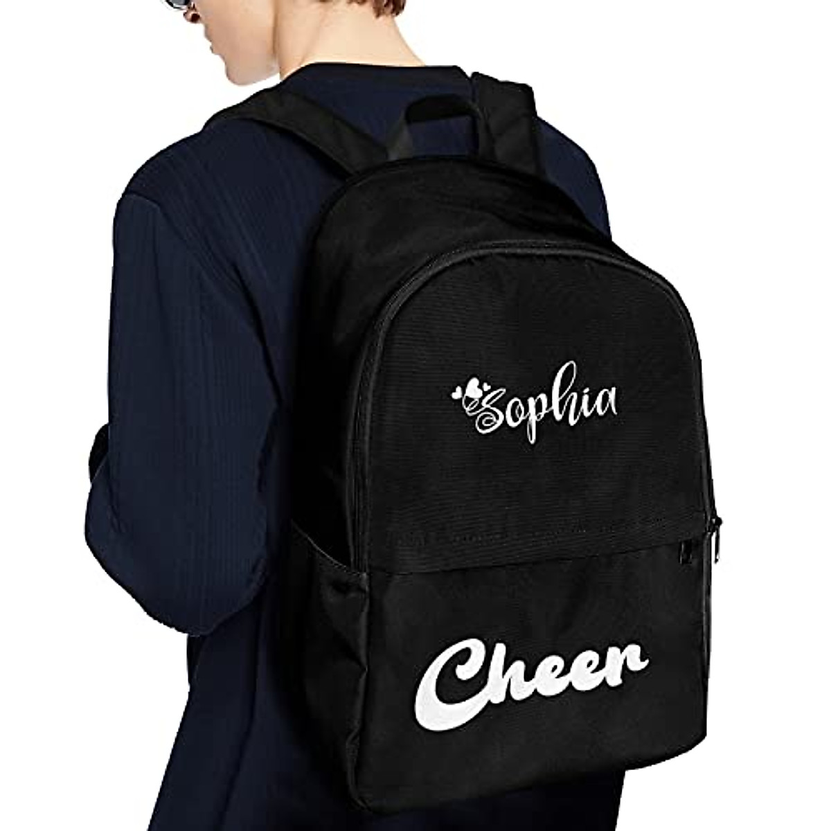 Zaaprint Cheer Cheerleaders Black Backpack Laptop Bag Shoulder Bag for Hiking Adult Birthday Holiday Gift