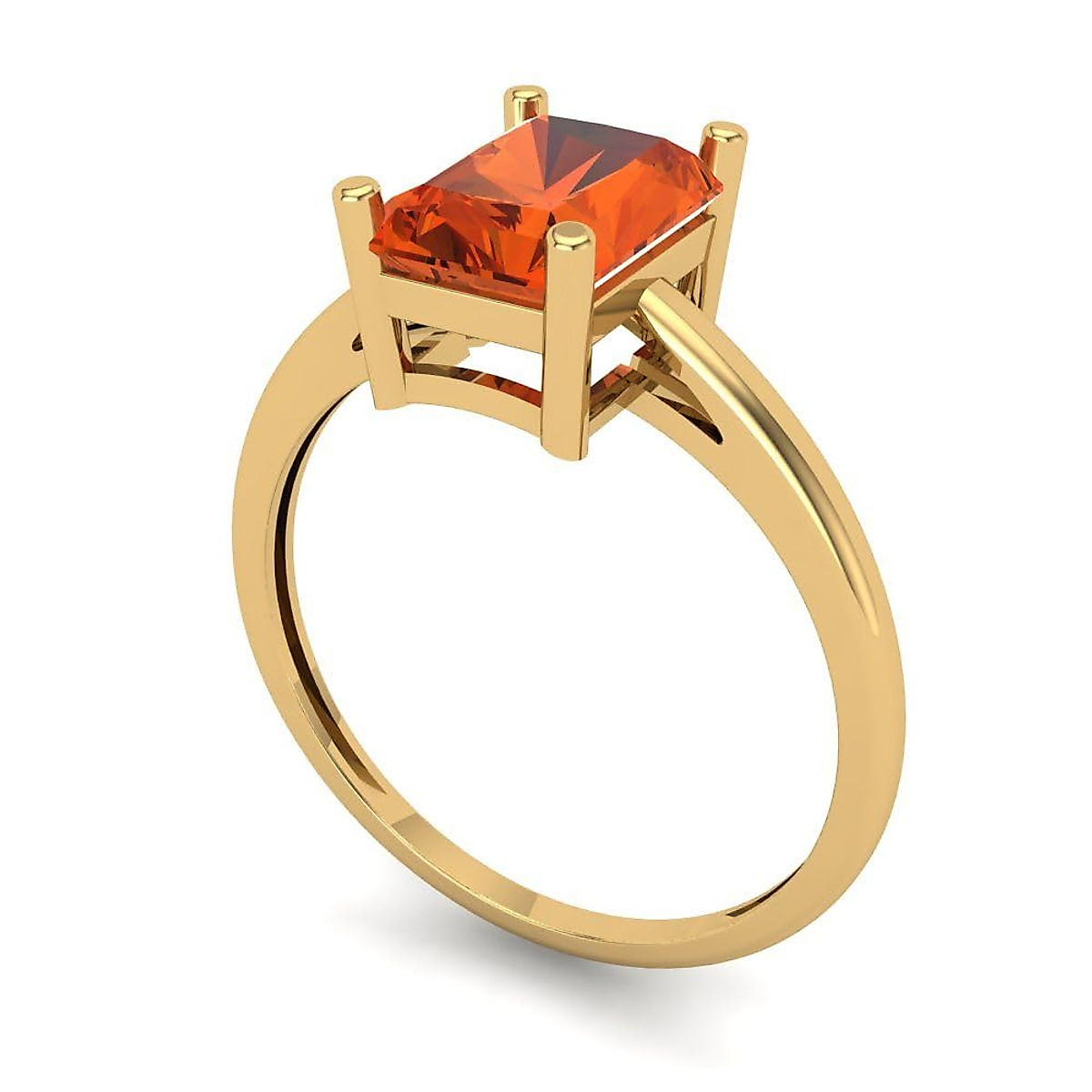 Clara Pucci 2.0 ct Emerald Cut Solitaire Red Simulated Diamond Engagement Bridal Promise Anniversary Ring 18K Yellow Gold Size 10