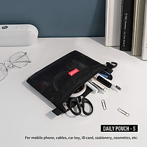 pack all Water-Resistant Material Zipper Pouch, Mesh Zipper Bags for Storage, Travel, Office (Black, Small)