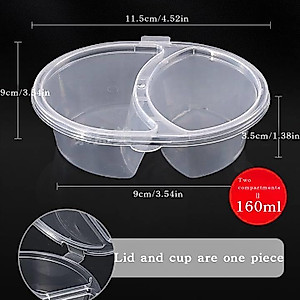 YEEZUNPU 20Pcs Double Compartment Condiment Container, Portable Reusable Sauce Container, Dual Compartment Containerfor for Condiment, Dip, Sauce, Sampling and Travel Snacks