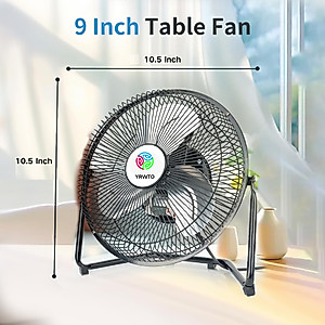 YRWTO 9 Inch Floor Fan, 3 Speed Stainless Steel Industrial Fan, High Velocity Floor Fan with 180° Adjustable Tilt, Portable Quiet Table Fan for Home Bedroom Living Room Office