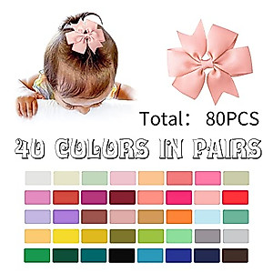 80 PCS Boutique Grosgrain Ribbon Pinwheel 3" Hair Bows Alligator Clips For Babies Toddlers Teens