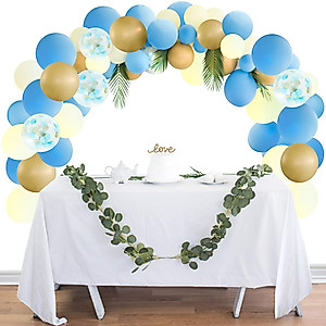 Balloon Garland Kit Balloon Arch Kit Party Decorations Blue, Ivory, and Gold Confetti Latex Balloons for Any Party: Wedding, Bachelorette, Graduation, Backyard, Bridal & Baby Showers, Birthday, More