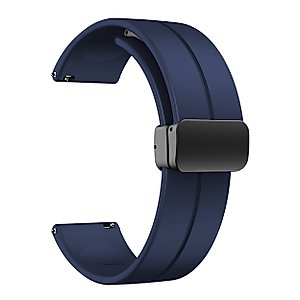 LYSMVIVI Magnetic Watch Band 16mm 18mm 19mm 20mm 22mm - Quick Release - Skin-Friendly Soft Silicone Sport Watch Band for Men Women, Magnetic Folding Clasp Silicone Strap