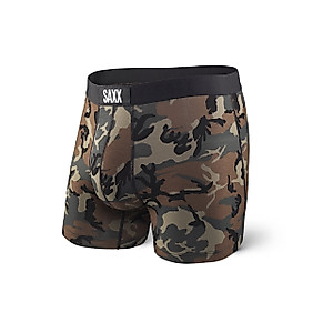 SAXX Underwear Co. Men's Vibe Super Soft Boxer Brief, Woodland Camo, Large