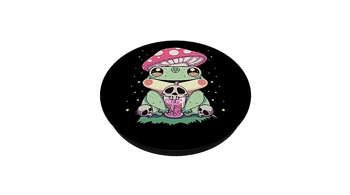 Pastel Goth Frog PopSockets – Unique Boba Tea and Mushroom Design
