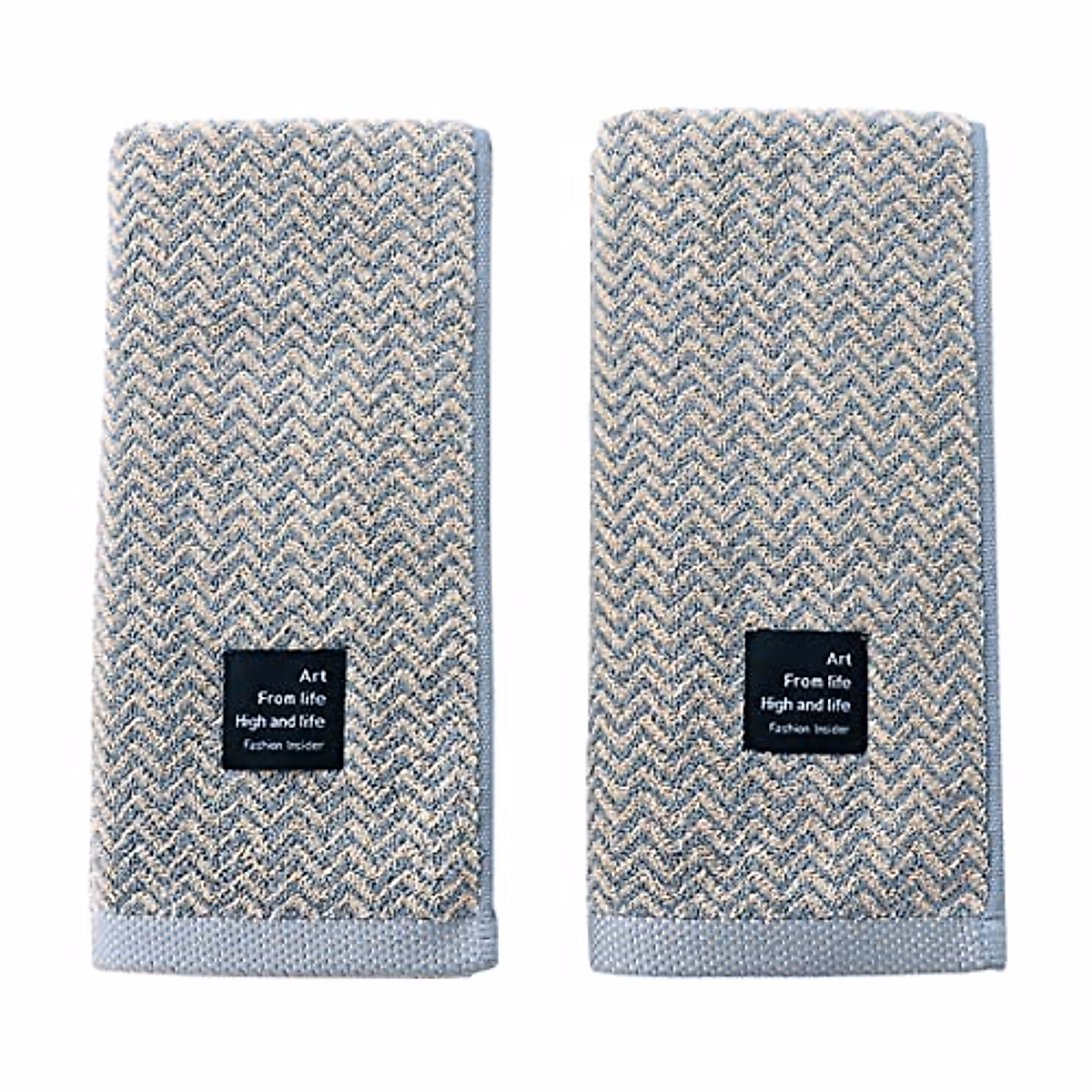 Pidada Hand Towels Set of 2 Wave Striped Pattern 100% Cotton Soft Absorbent Decorative Towel for Bathroom 13.4 x 29.1 Inch (Grey)