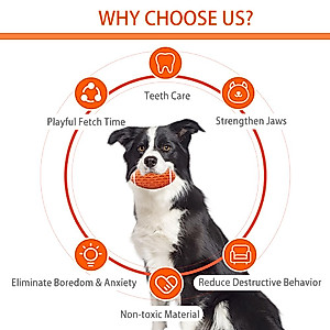 AUSCAT Dog Chew Squeaky Toy Ball, Dog Toy for Aggressive Chewers, Rugby Shape Rubber Chew Ball with Squeaker, Interactive Dog Ball for Fetch Game and Outdoor Play, Orange