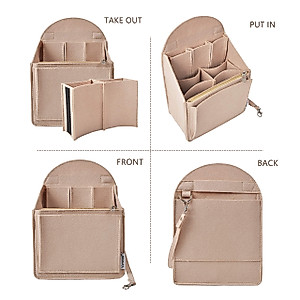 Vercord Felt Backpack Organizer Rucksack Insert Liner Inside Daypack Shoulder Bag Beige Large