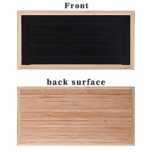 Coward Bamboo Ring Display Holder Jewelry Storage Tray Organizer Ring Stand For Show(Black)