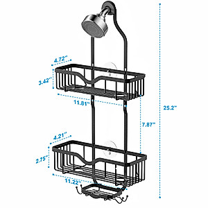 Kerisgo Shower Caddy, 3-Tier Hanging Organizer Rack (Black), Maximizes Storage for Bath Essentials